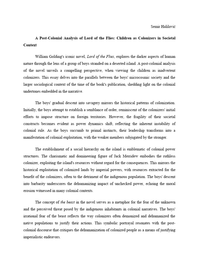 Lord of The Flies - PP - Semir Halilović | PDF | Postcolonialism ...