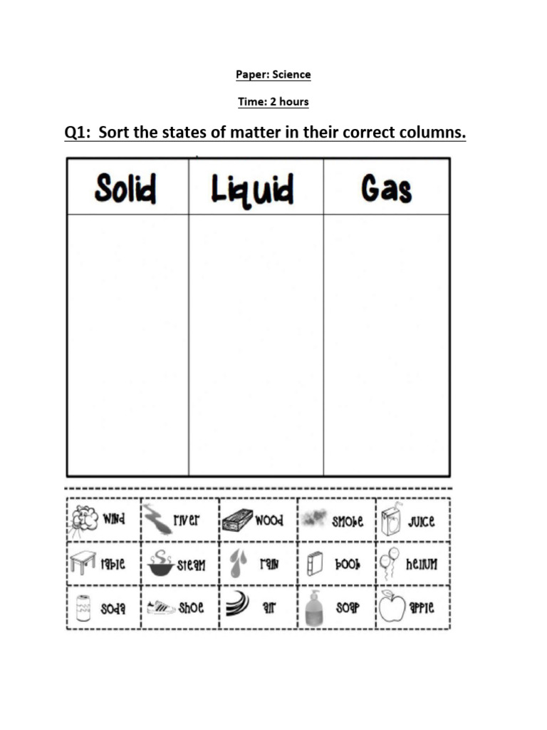 Science Paper S+ M + Ali+ Waj | PDF | Matter | Liquids