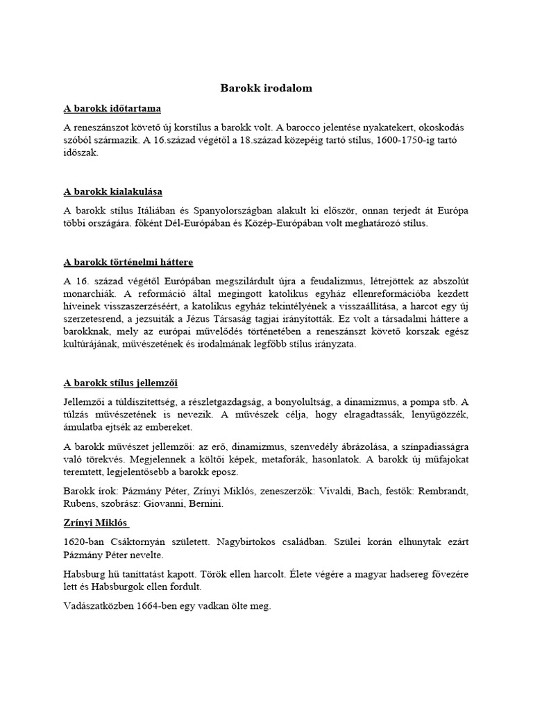 Barokk Irodalom | PDF