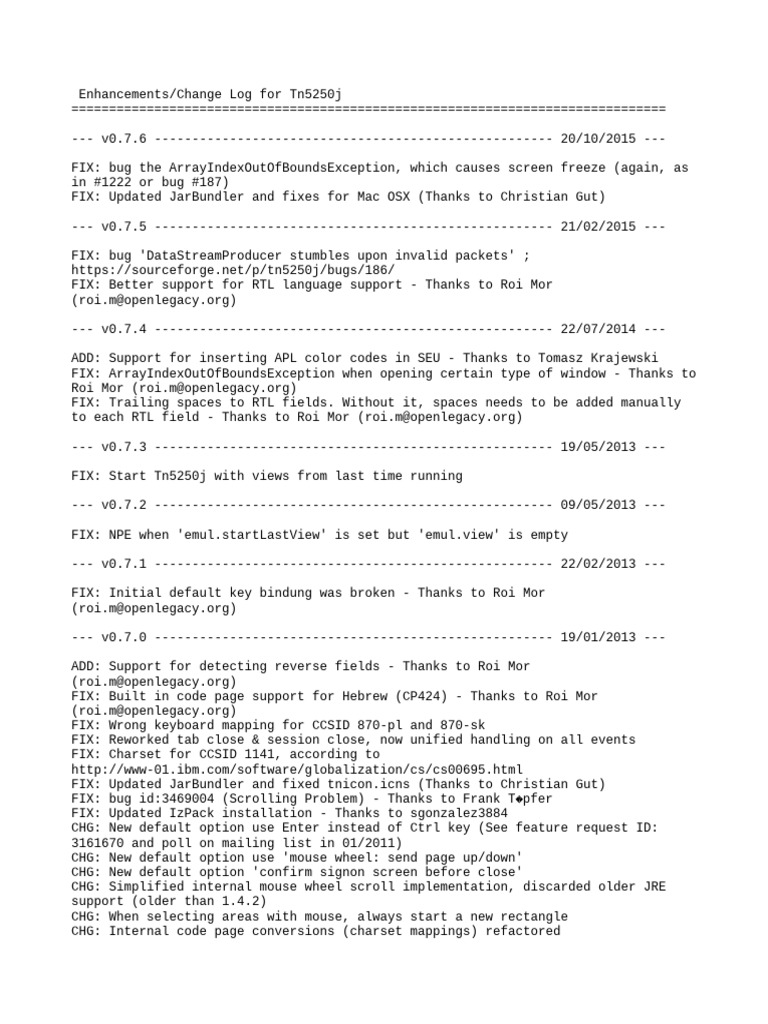 Change Log | PDF | Command Line Interface | Computer Keyboard Change Log | PDF | Command Line Interface | Computer Keyboard