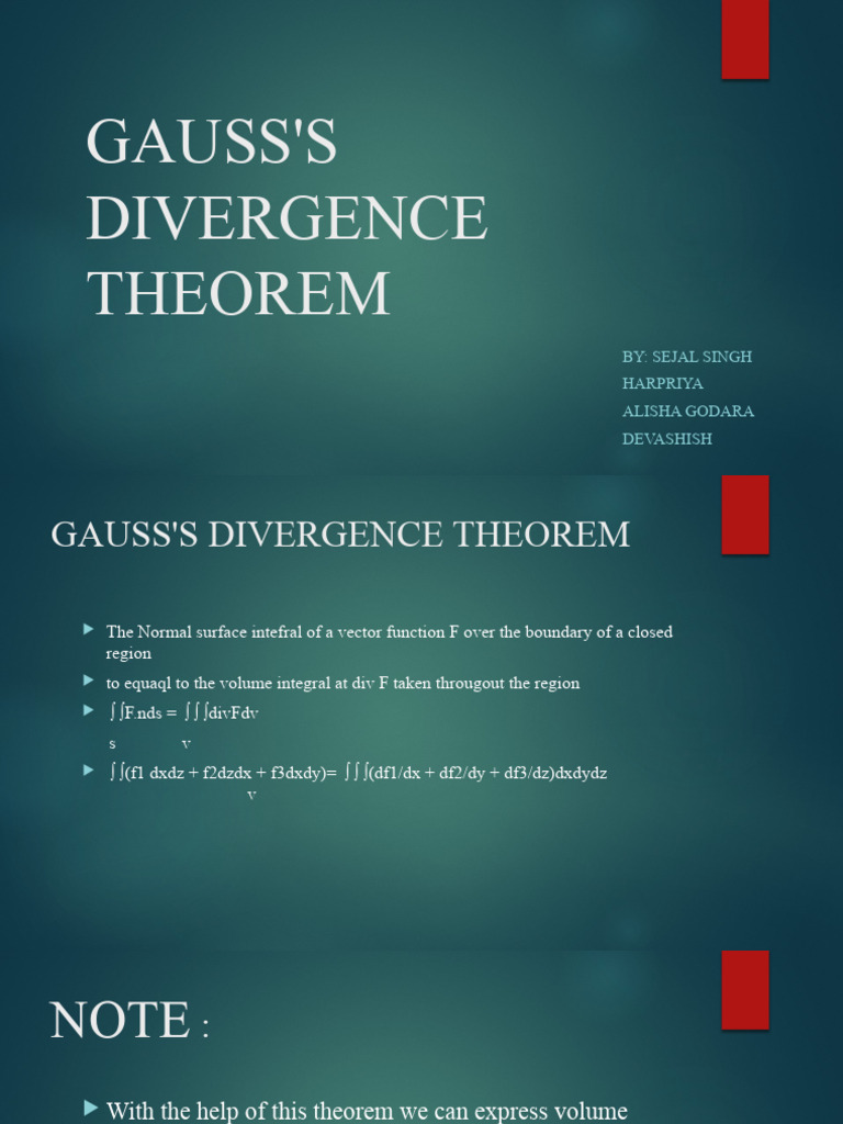 Gauss's Divergence Theorem | PDF