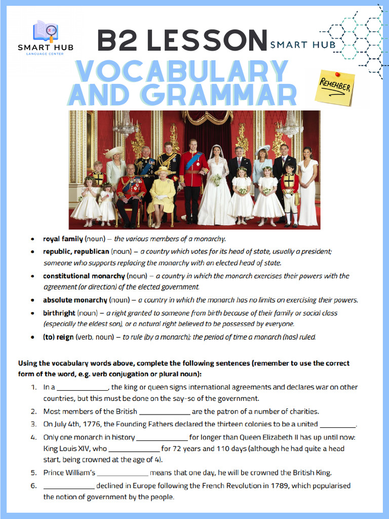 B2 Vocabulary: Monarchy and Royalty | PDF