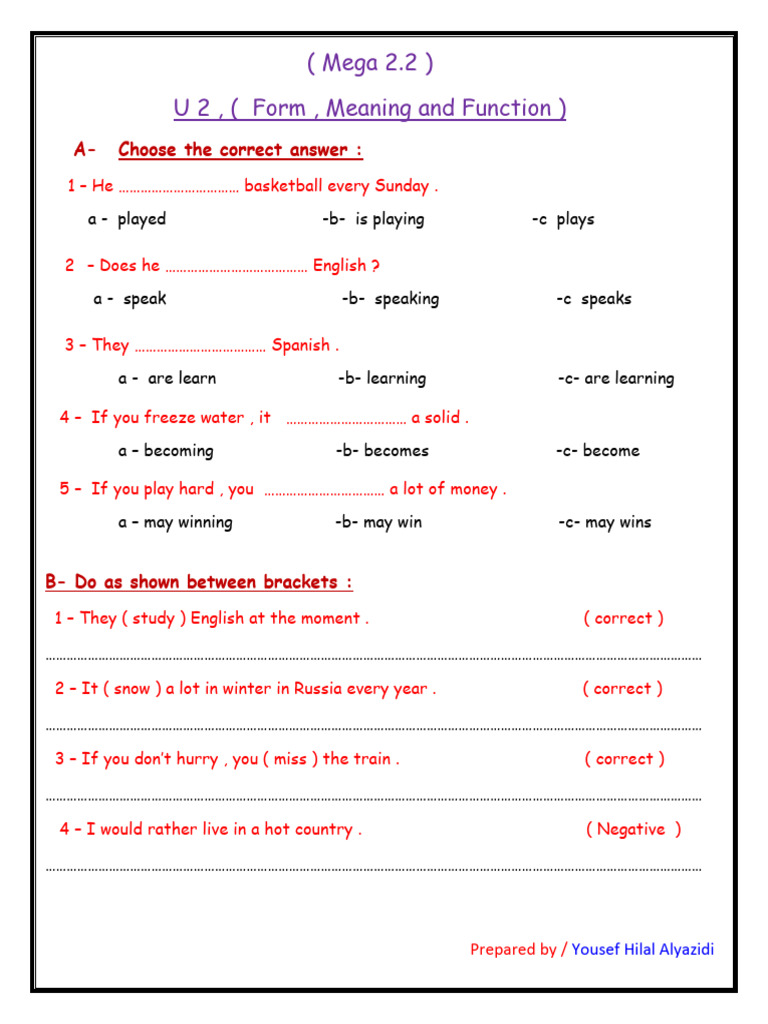 Mega 2.2 U 2 ( Form , Meaning and Function ) | PDF