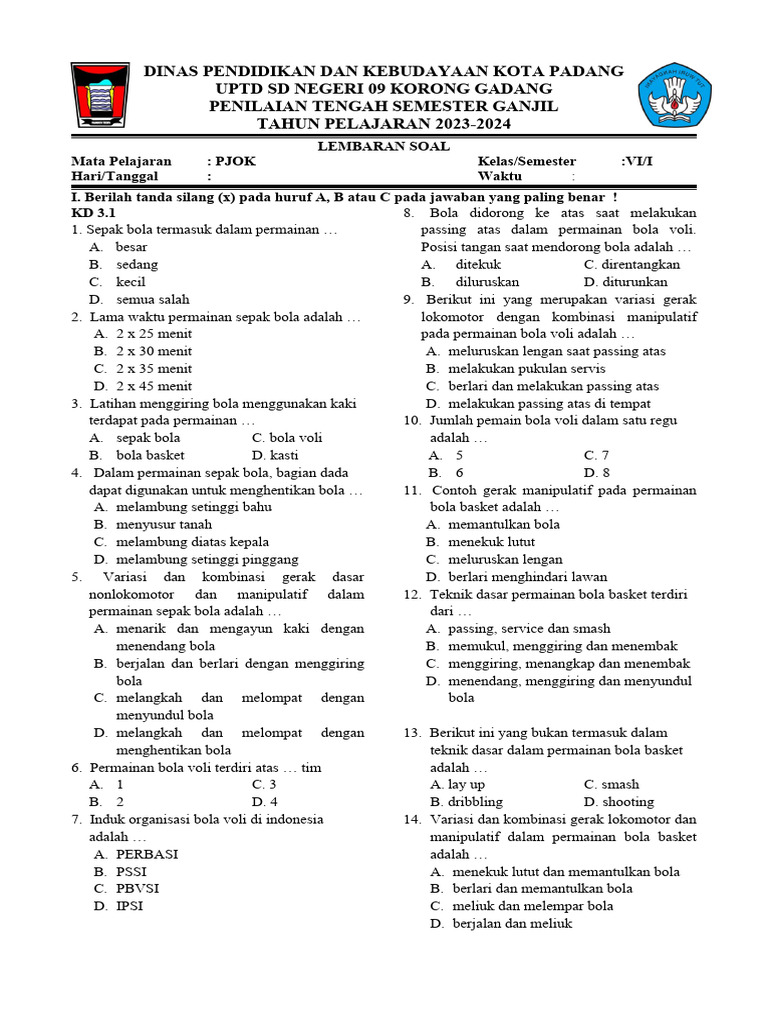 Soal Kelas 6 Pjok | PDF