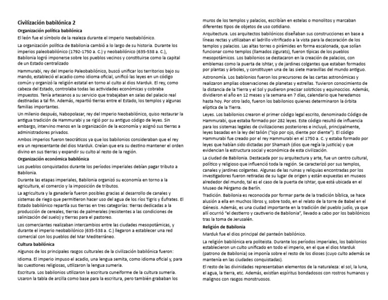 Civilización Babilónica 2 | PDF
