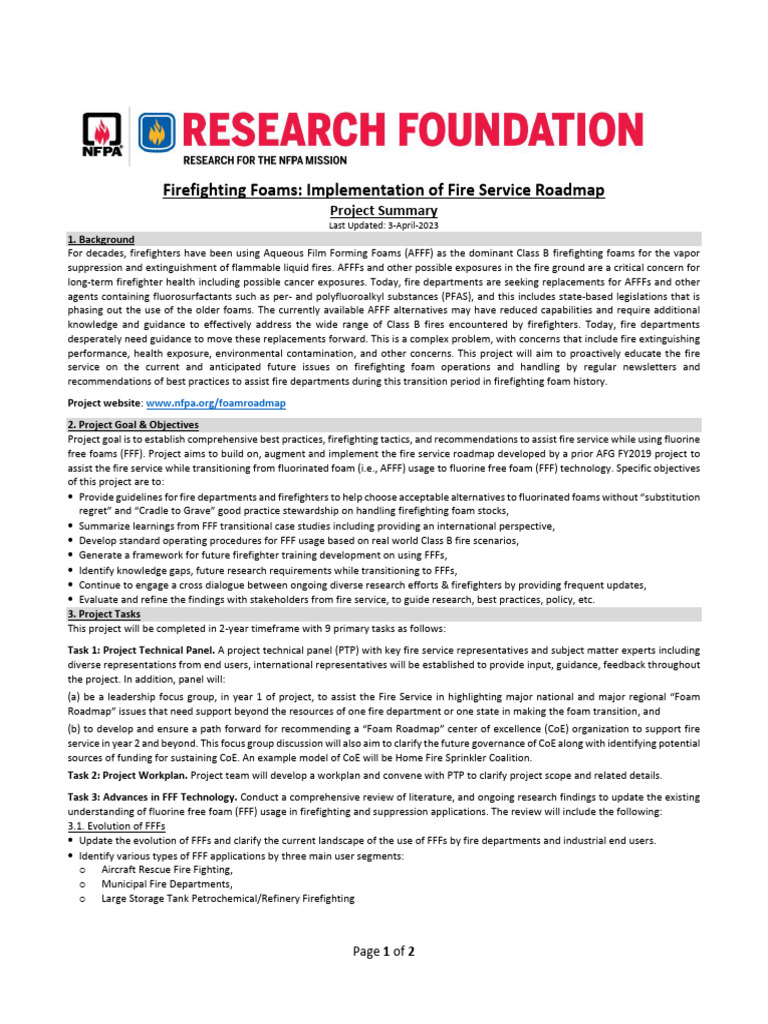 Project Summary - FF Foam Implement FS Roadmap | PDF