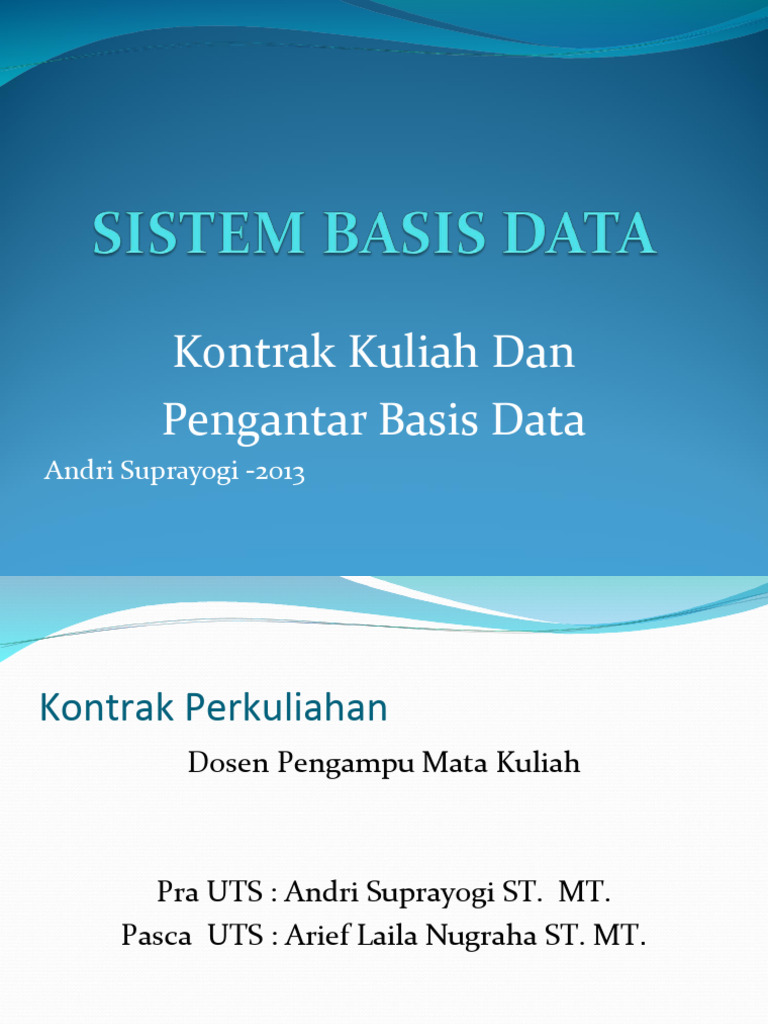 Kuliah 1 - Kontrak - Pengenalan BD | PDF | Komputer | Teknologi & Rekayasa