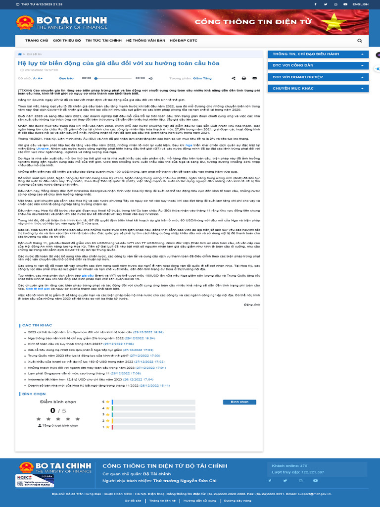 Hệ lụy từ biến động của giá dầu đối với xu hướng toàn cầu hóa | PDF