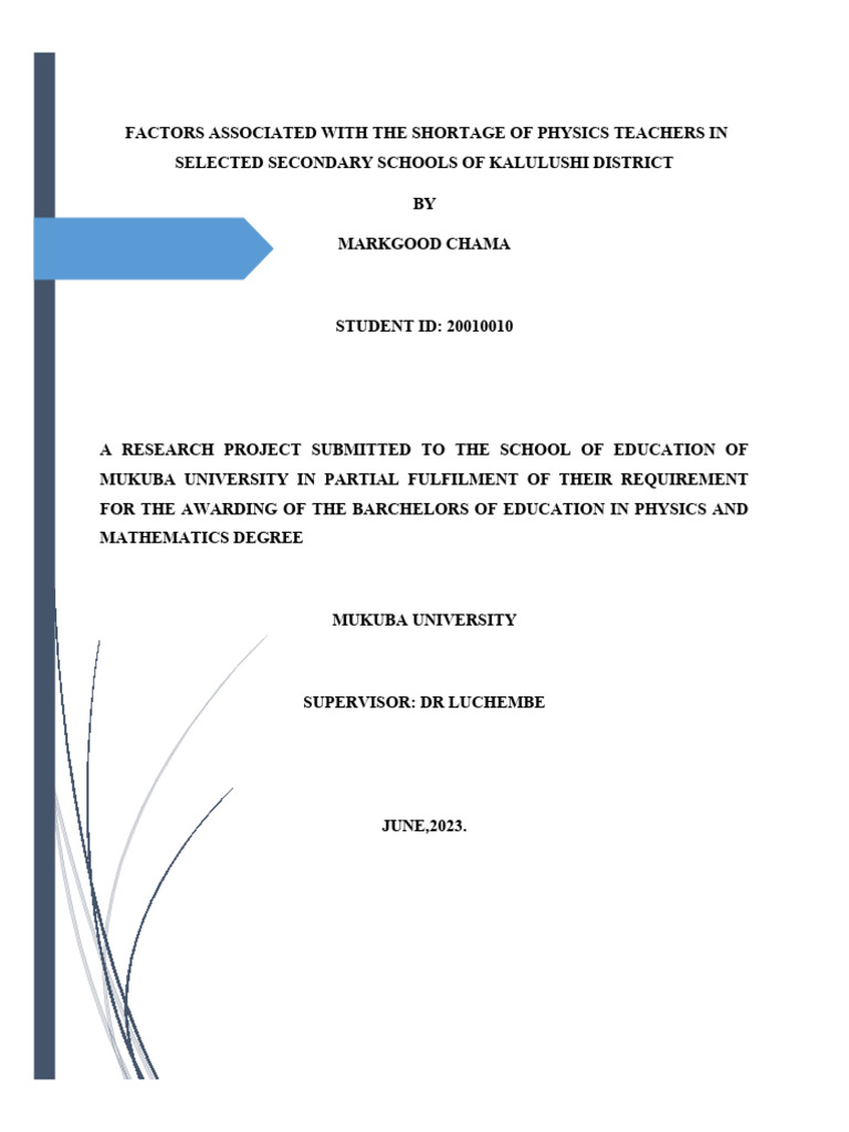 Final Report Project CHAMA | PDF | Teachers | Statistics