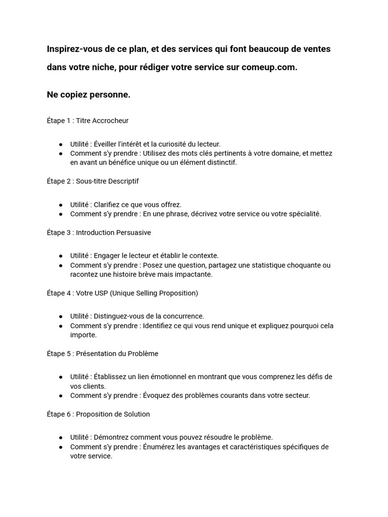 Plan de Rédaction Comeup | PDF