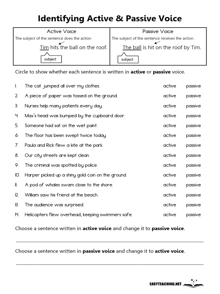 Active vs Passive Voice Identification | PDF