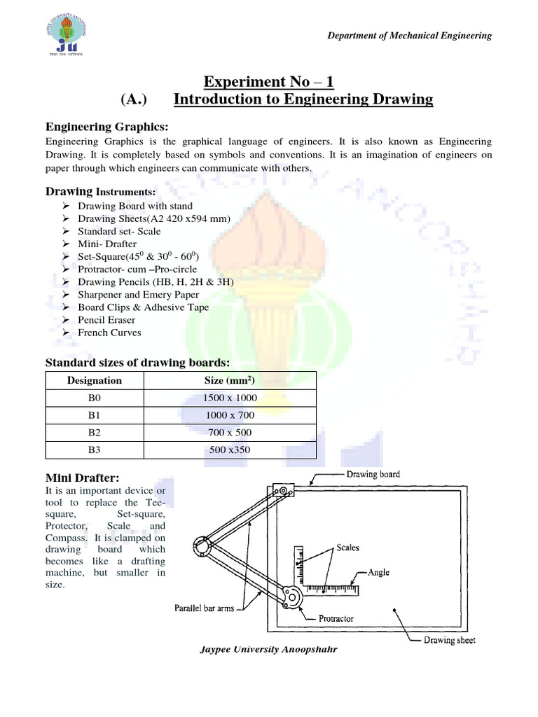 Experiment No. 1 (Inroduction & Lettering) | PDF | Drawing