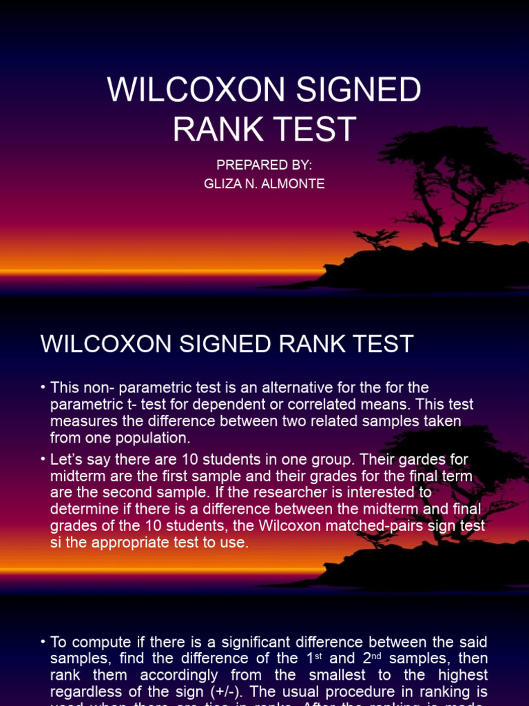 Wilcoxon Signed Rank Test | PDF