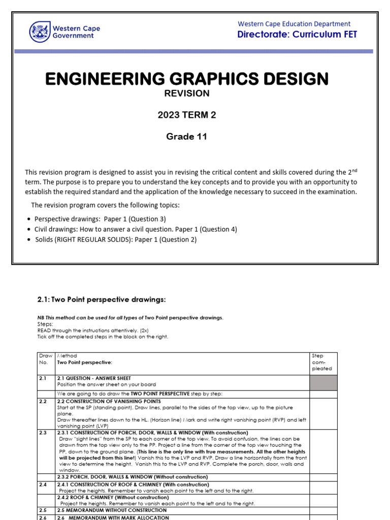 EGD GRADE 11 EGD TERM 2 REVISION 04 04 2023 New | PDF | Wall | Components