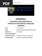 U2103305 - Exp 1 - Lab Report | PDF | Coordination Complex | Mole (Unit)