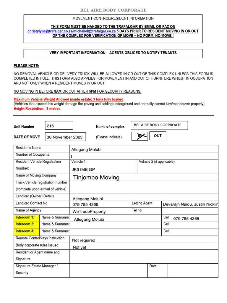 Movement Control Form 2022 10 | PDF | Landlord | Justice