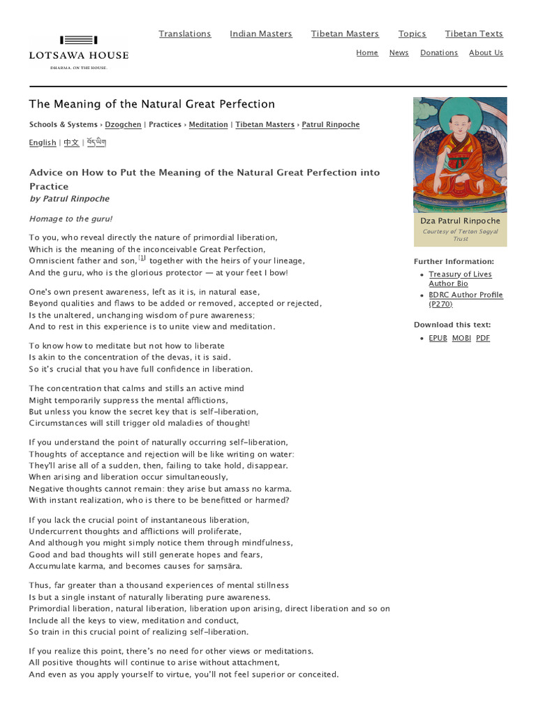 The Meaning of The Natural Great Perfection - Lotsawa House | PDF ...