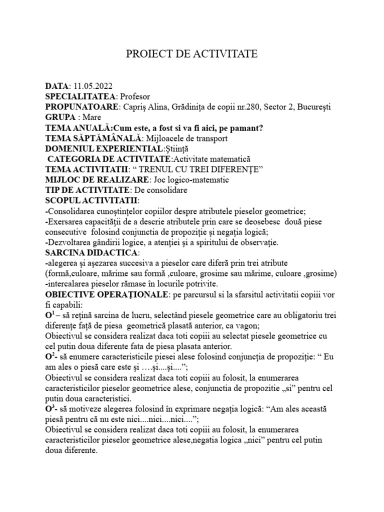 Proiect Trenul Cu 3 Diferente Mijl Mde TR | PDF