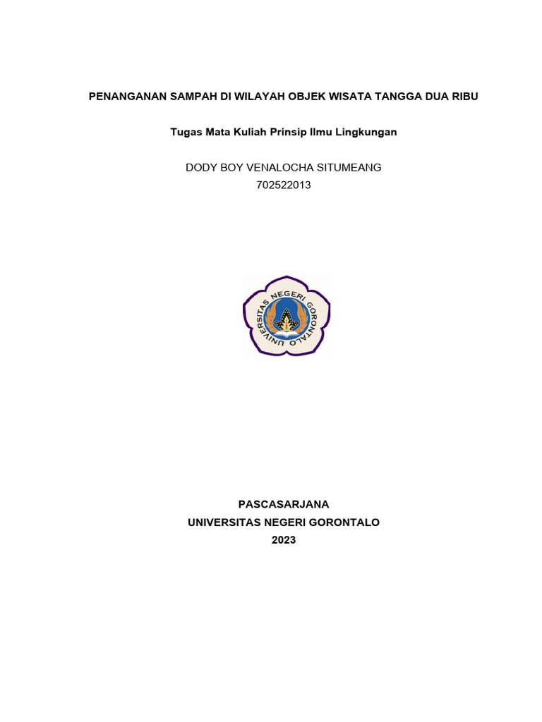 Penanganan Sampah Di Objek Wisata Tangga Dua Ribu | PDF | Sains ...
