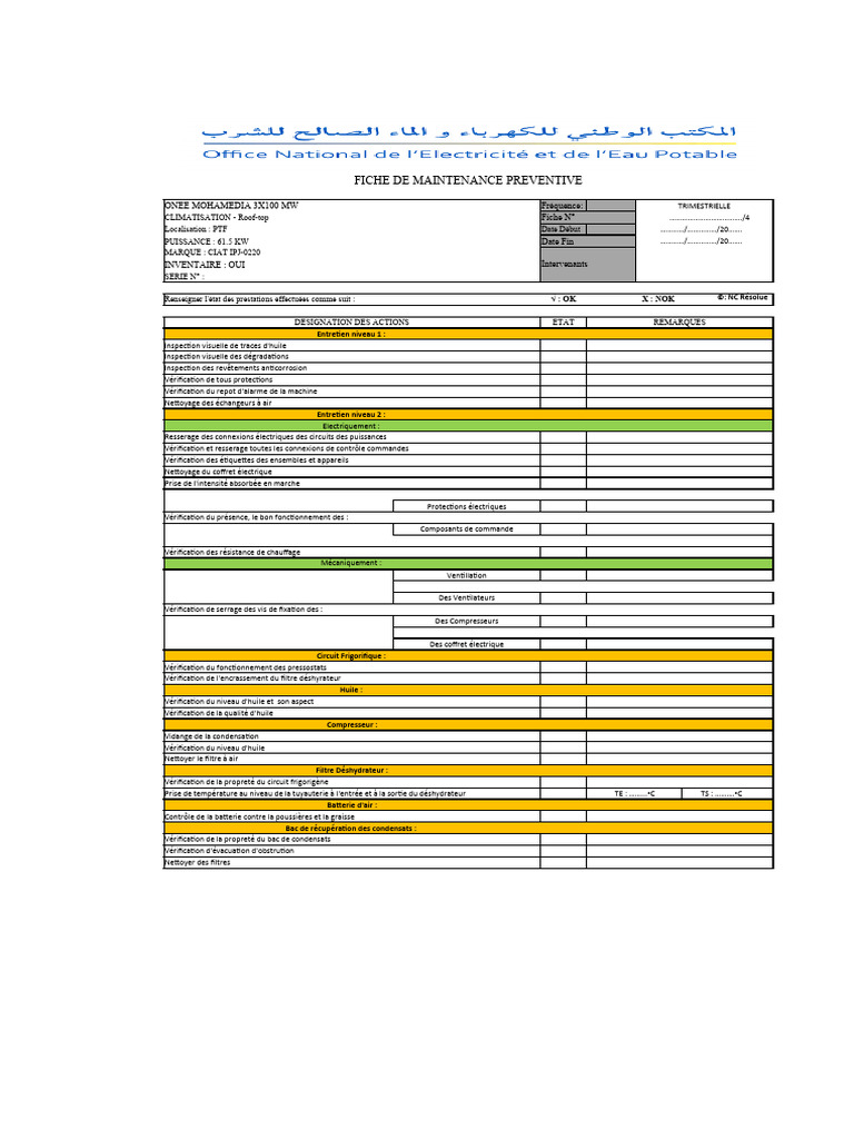 Fiche de Maintenance Préventive | PDF