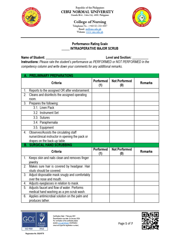 Intraoperative Scrub Performance Guide | PDF | Surgery | Hand