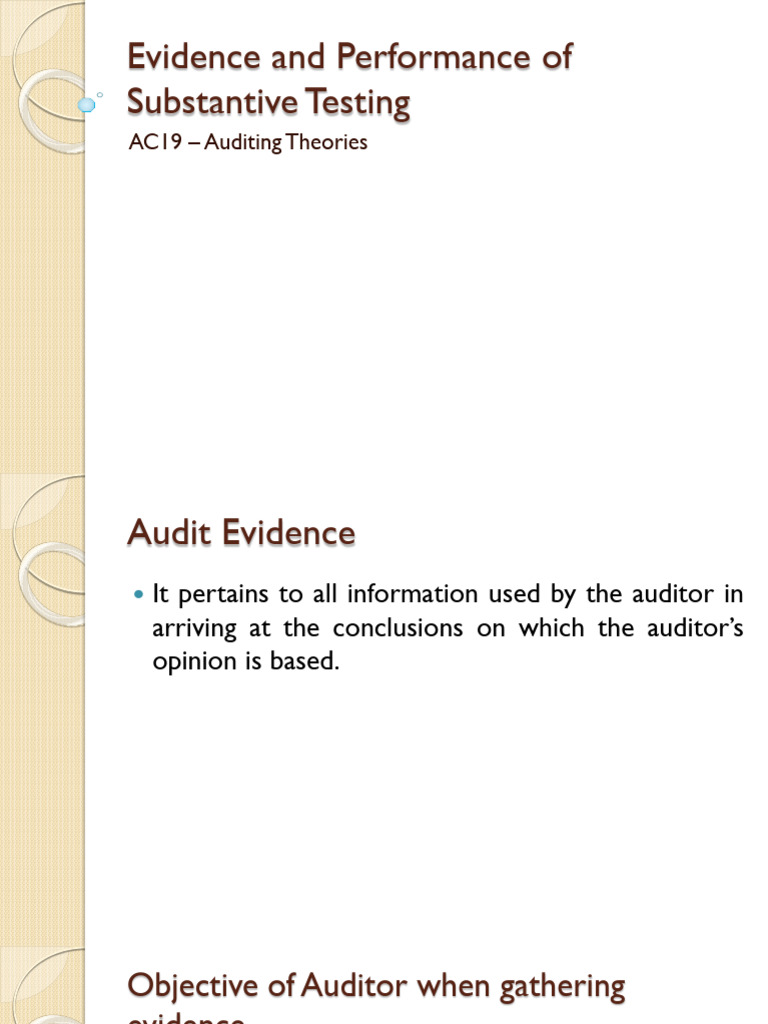 Evidence and Performance of Substantive Testing | PDF