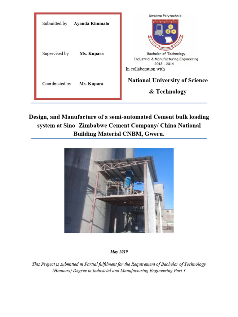 Ayanda Khumalo Design and Manufacture of an Automated Bulk Loading System Szcc | PDF | Flow ...