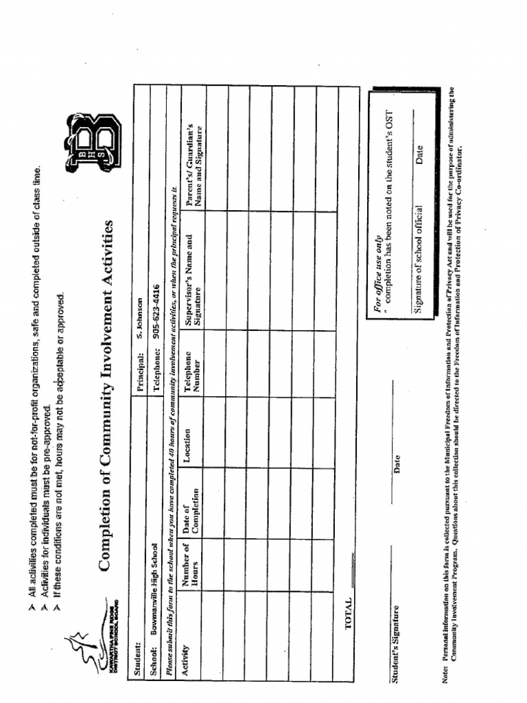 Community Involvement Form - BHS | PDF