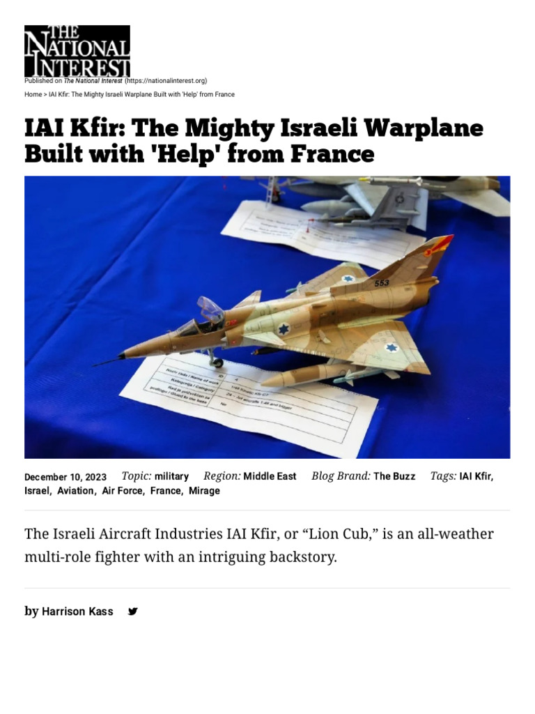 IAI Kfir - The Mighty Israeli Warplane Built With 'Help' From France | PDF | Aeronautics | Vehicles