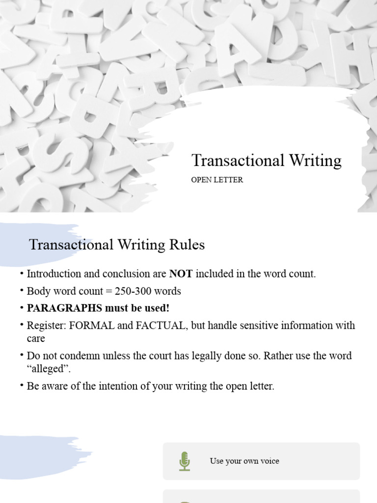 Transactional Writing - Open Letter | PDF | Argument | Rhetoric
