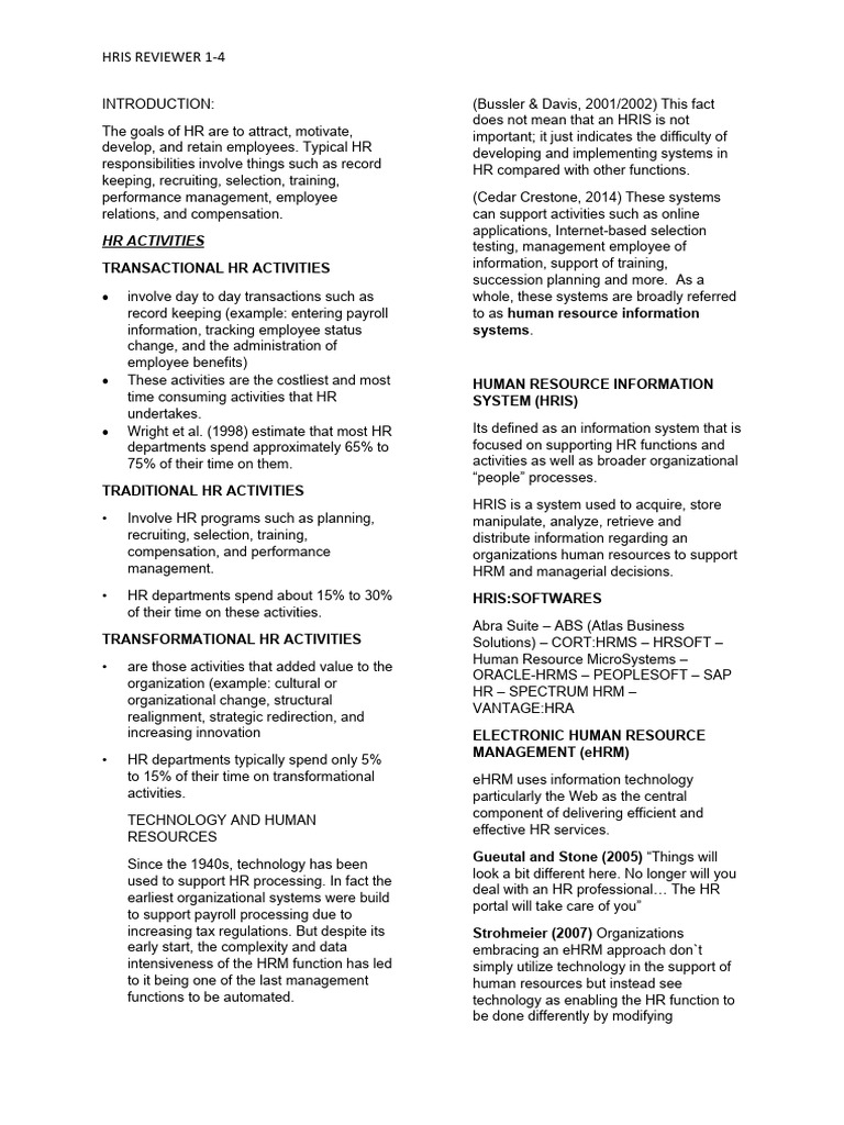 Introduction Hris | PDF | Human Resource Management | Systems Science
