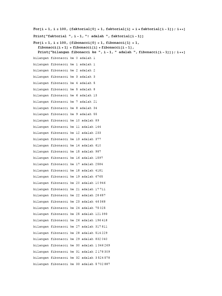Algoritma Faktorial & Fibonacci | PDF