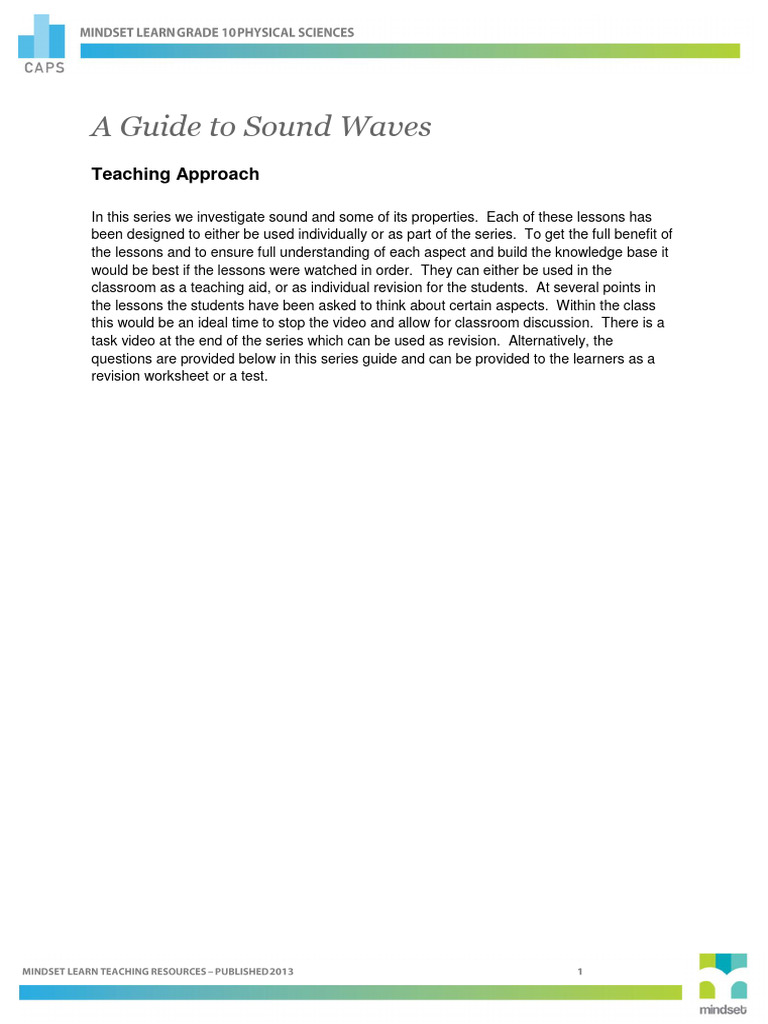 Physical Science 10-1 A Guide To Sound Waves | PDF | Sound | Waves