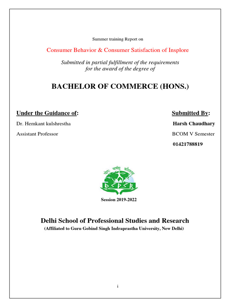 01421788819 HARSH CHAUDHARY (SUMMER TRAINING FILE) | PDF