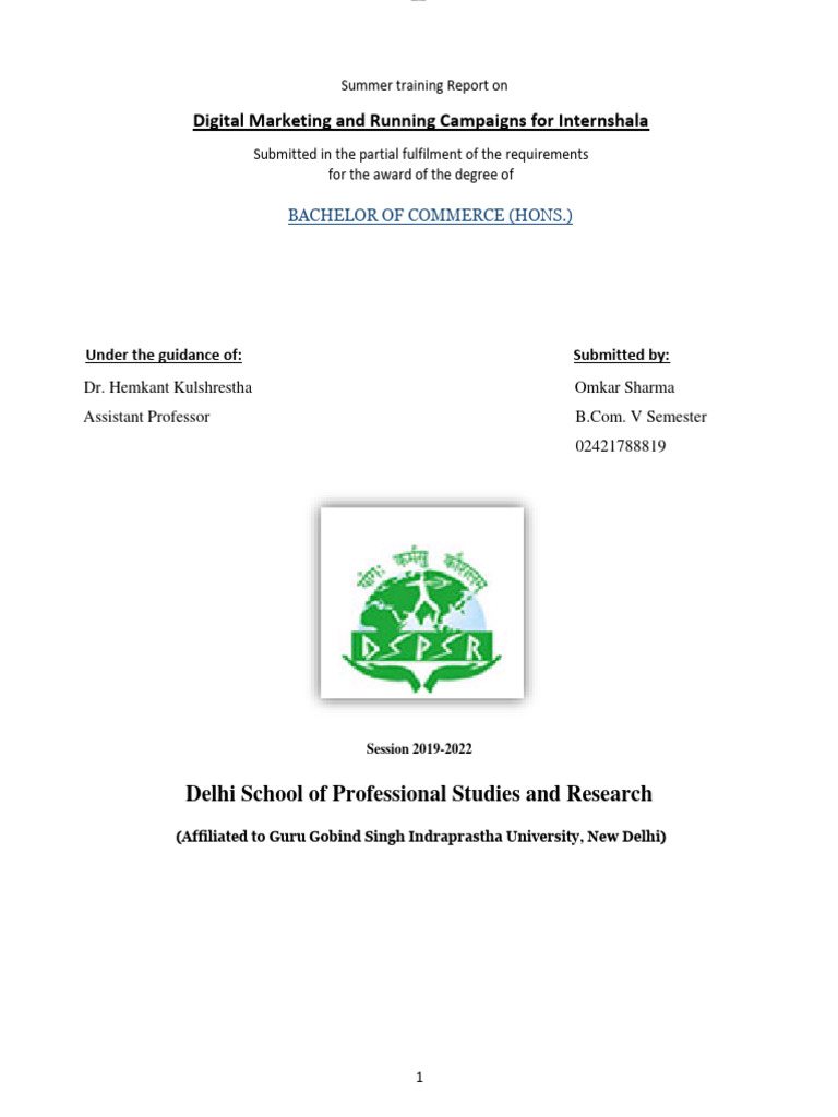 Omkar Sharma (Summer Training Report) | PDF | Methodology | Research Design