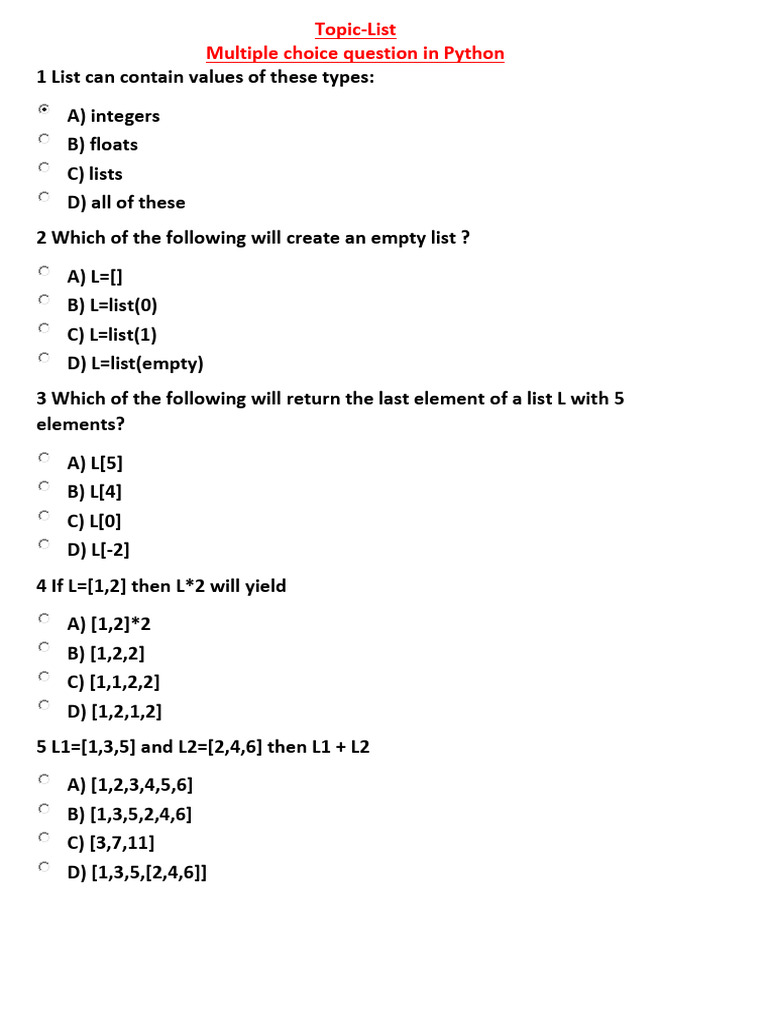 IP MCQ - List - QP | PDF