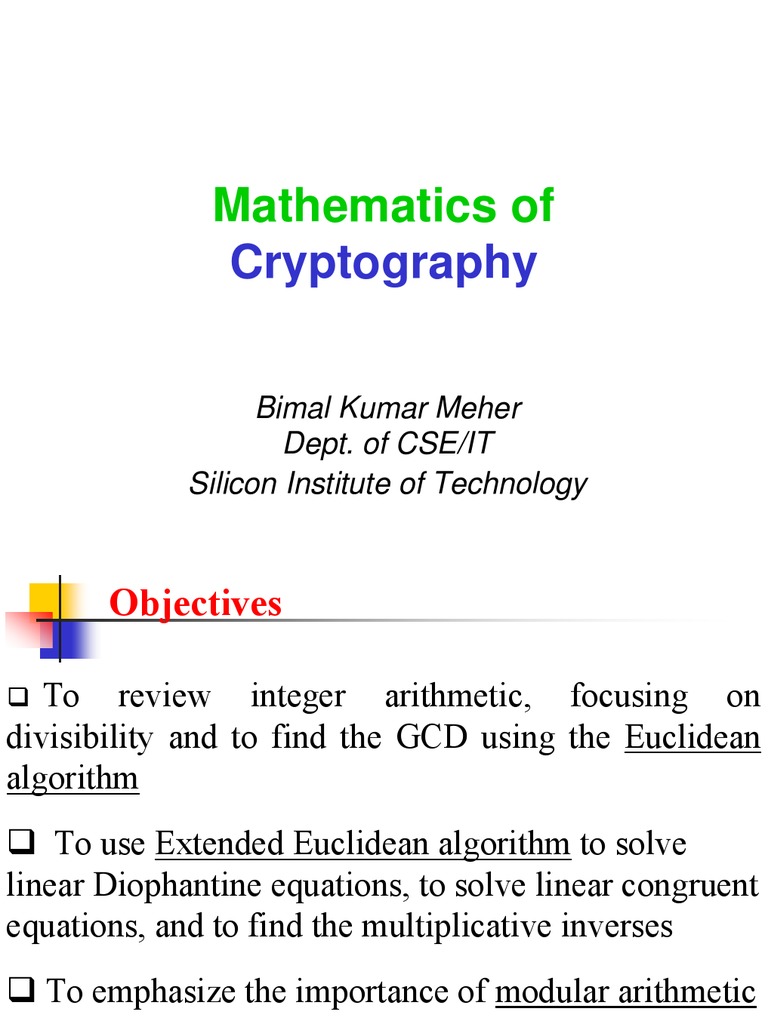 Cryptography: Integer Arithmetic Basics | PDF | Matrix (Mathematics ...