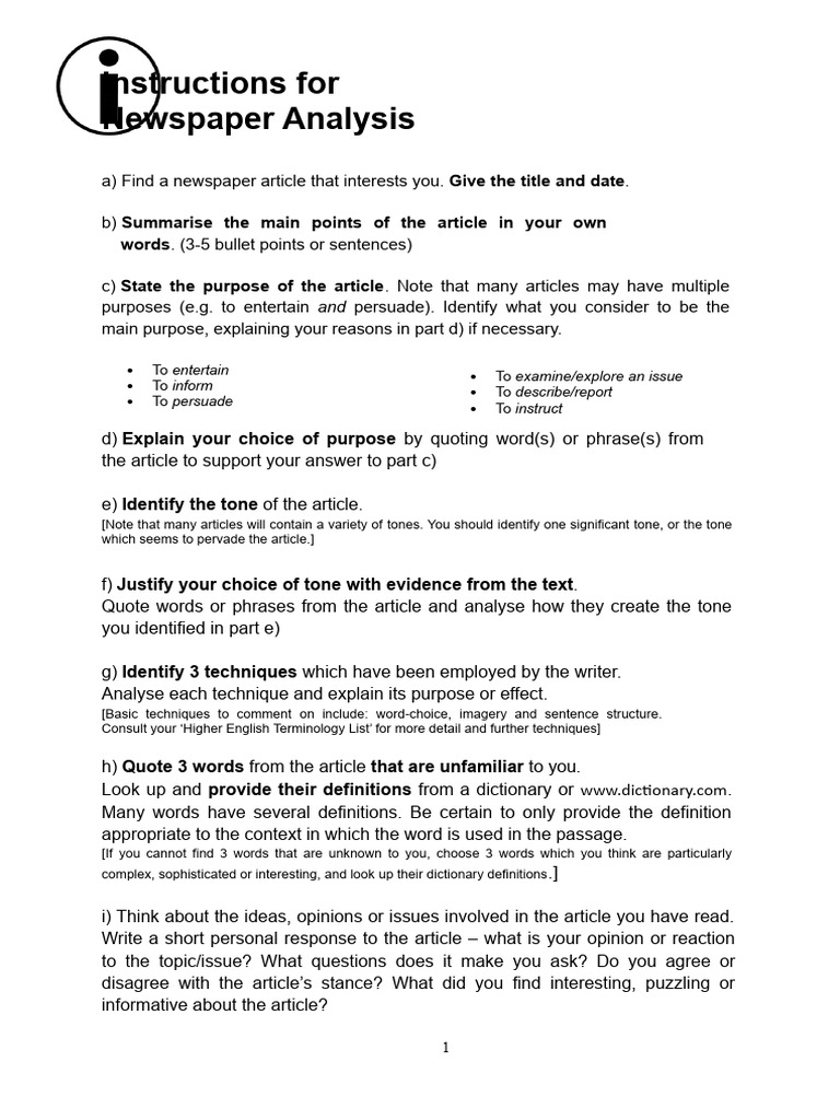 Newspaper Analysis Guide | PDF