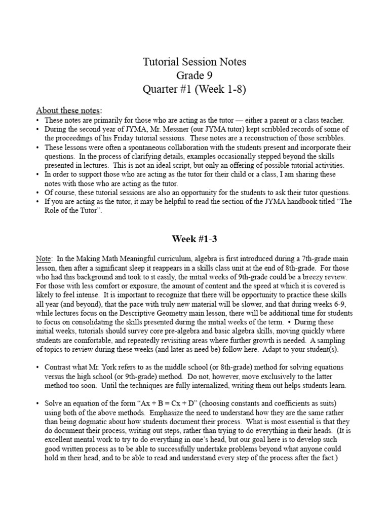 Tutorial Notes G9 Q1 | Download Free PDF | Equations | Mathematical Objects