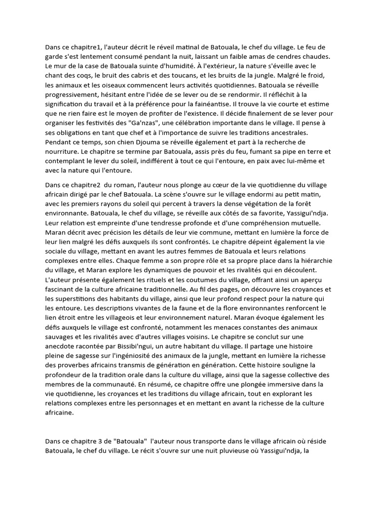 Résumé de "Batouala" de René Maran | PDF | Mort | Chasse