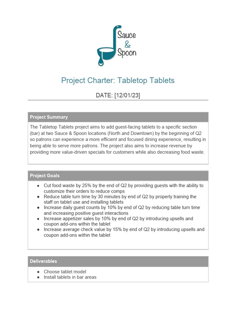 Activity Template_ Project Charter | PDF | Tablet Computer | Point Of Sale