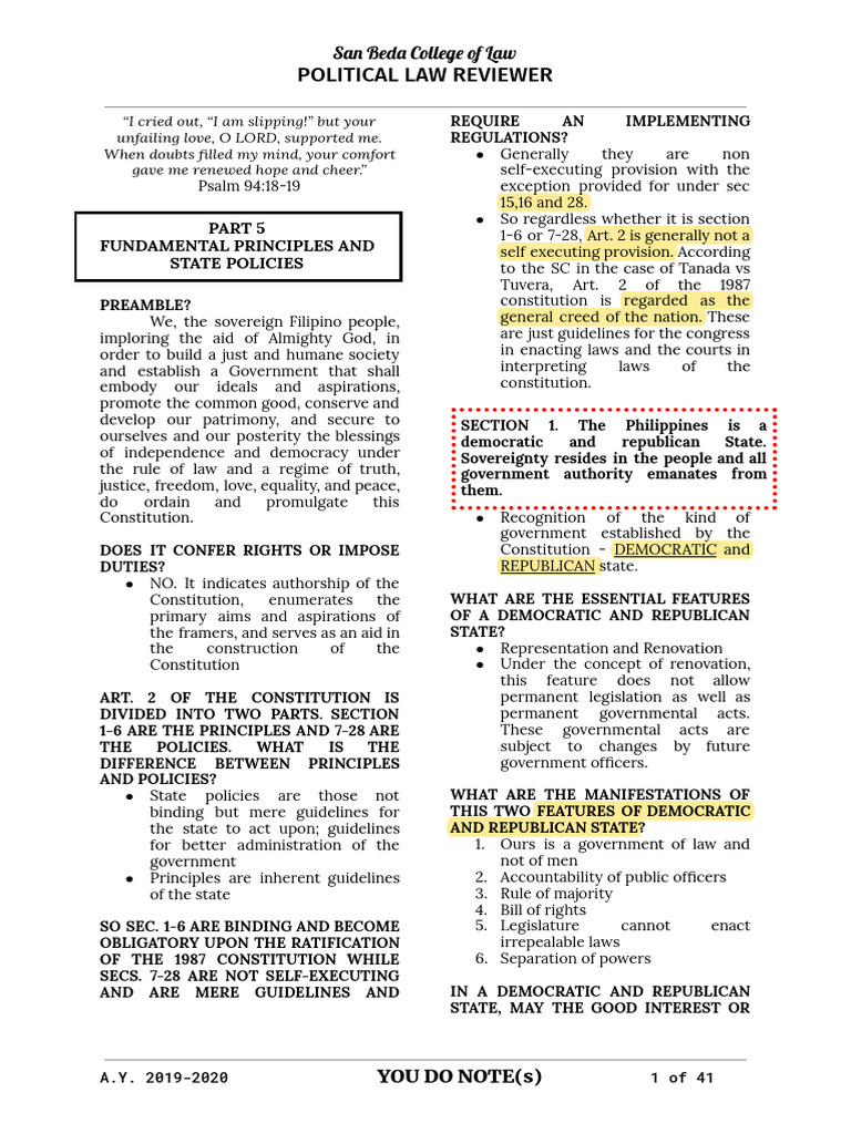 Part 5. Fundamental Principles and State Policies | PDF | Treaty ...