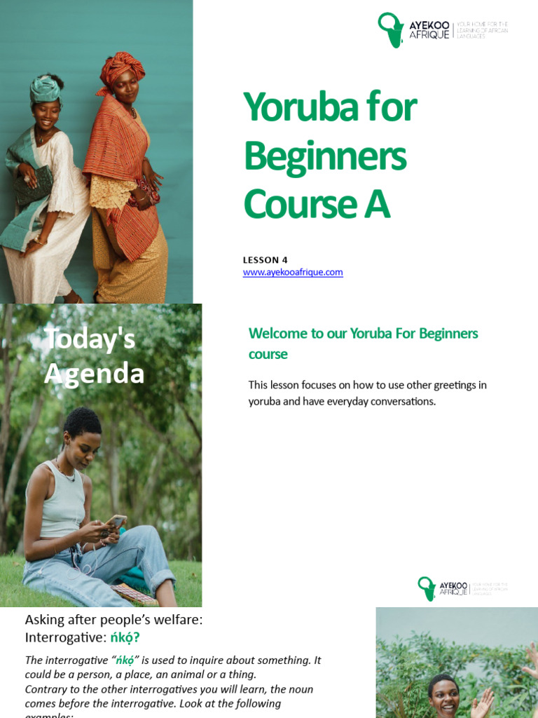 Group's Lesson 4 - Yoruba For Beginners | PDF