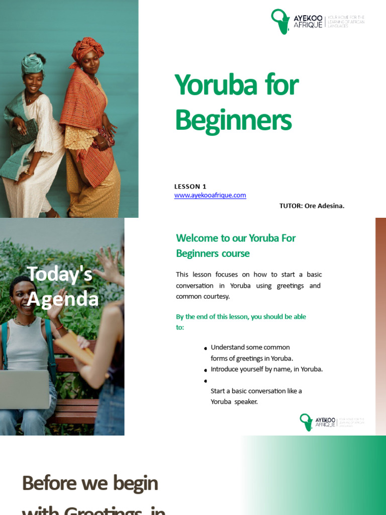 Group's LESSON 1 - Yoruba For Beginners | PDF | Languages | Foreign ...