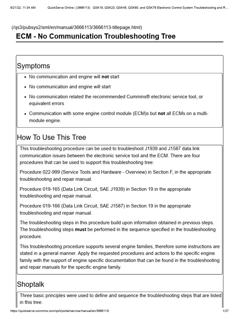 ECM - No Communication Troubleshooting Tree | PDF