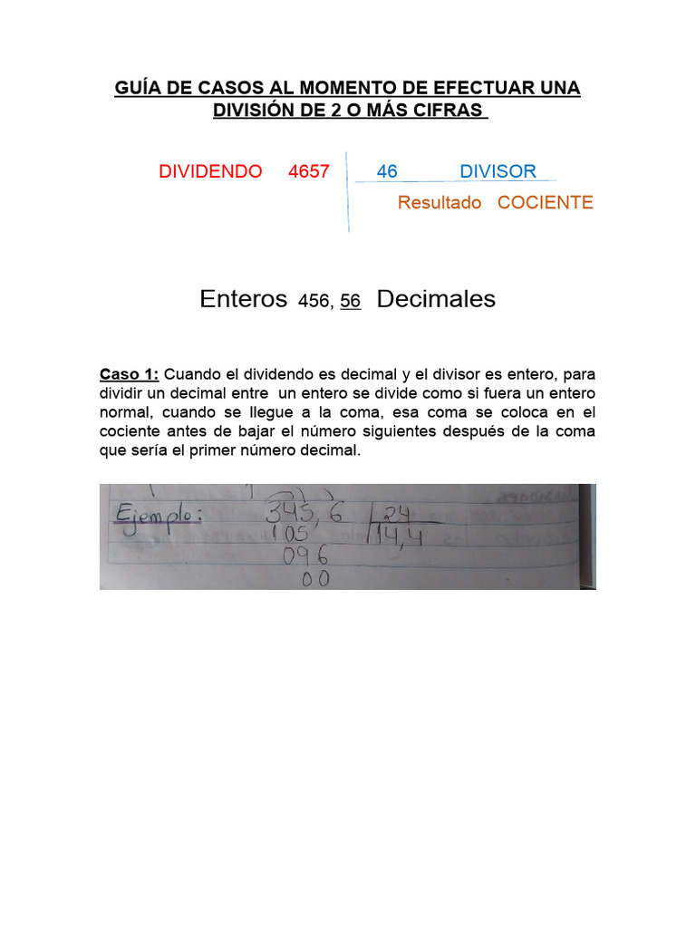 Casos de Divisones de 2 Cifras | PDF