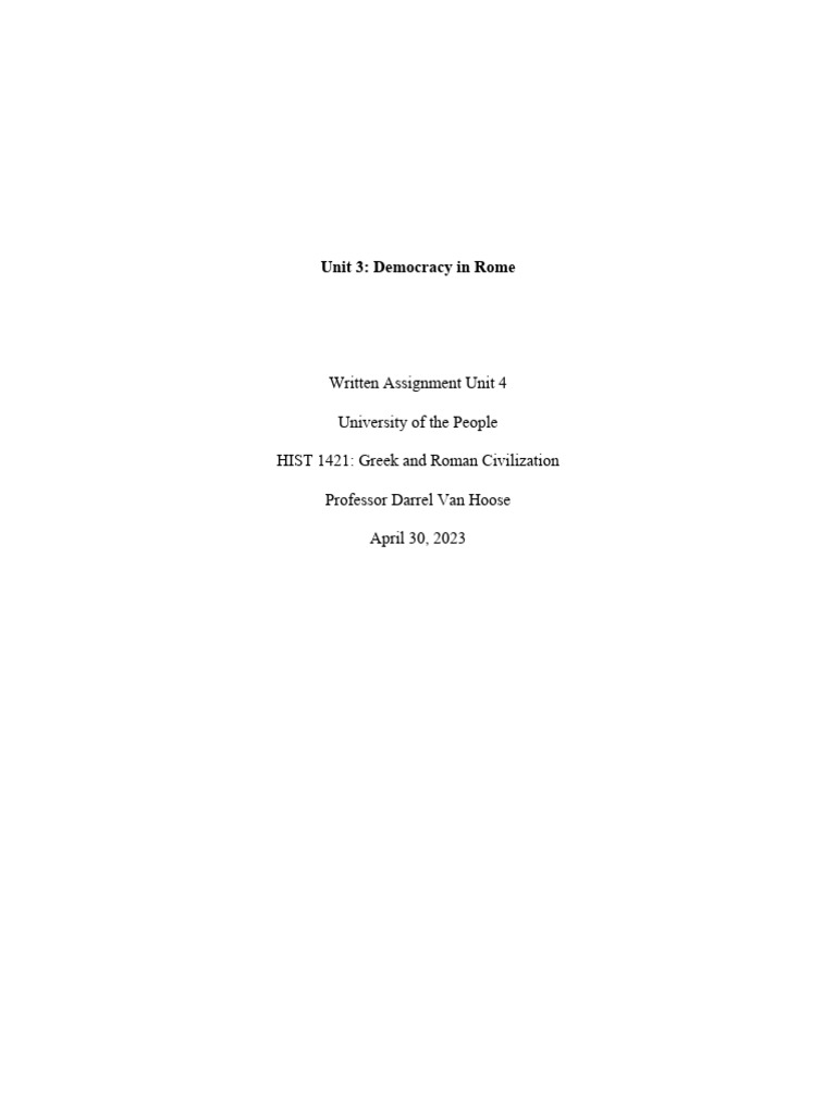 History U4 Written Assignment | PDF | Roman Republic | Ancient Rome