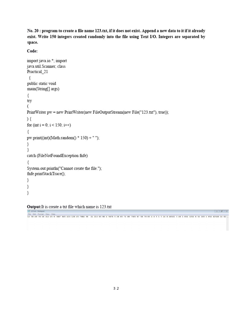Create or Append to 123.txt in Java | PDF | Computers