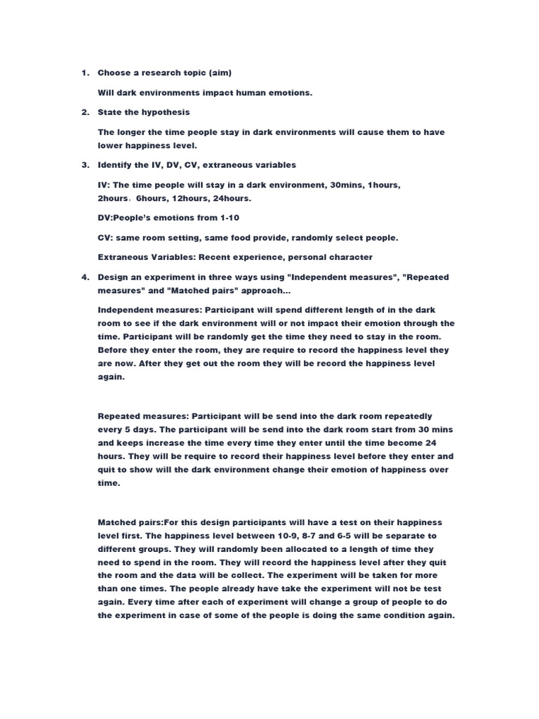 Psychology Experiment Design | PDF