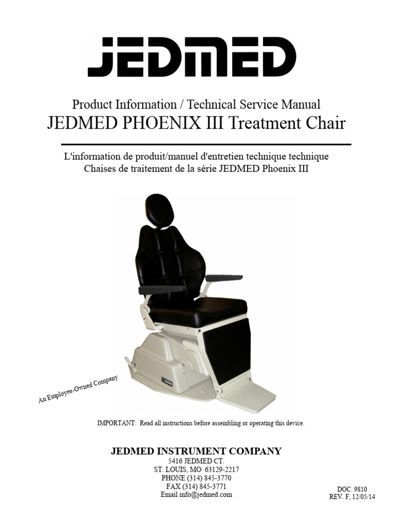 Jedmed Phoenix III Technical Service Manual | PDF | Chair | Ac Power ...